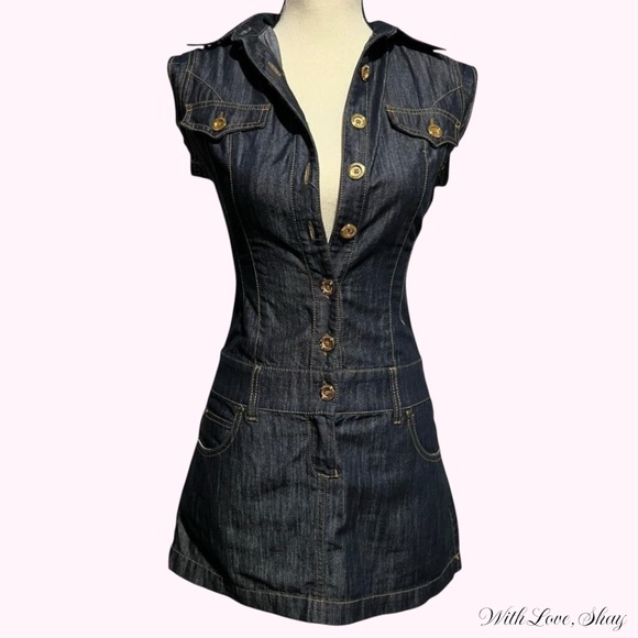 Arden B | Dresses | Y2k Vintage Arden B Dark Wash Denim Collared Button ...